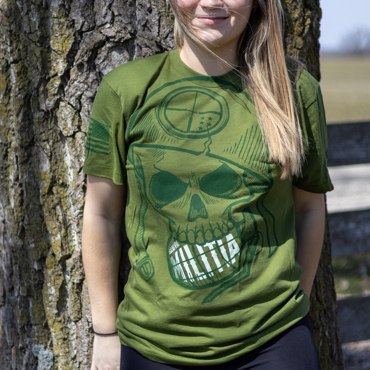 Militia Big Skull Tee - Oscar Mike Apparel