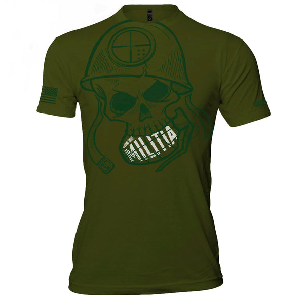 Militia Big Skull Tee - Oscar Mike Apparel